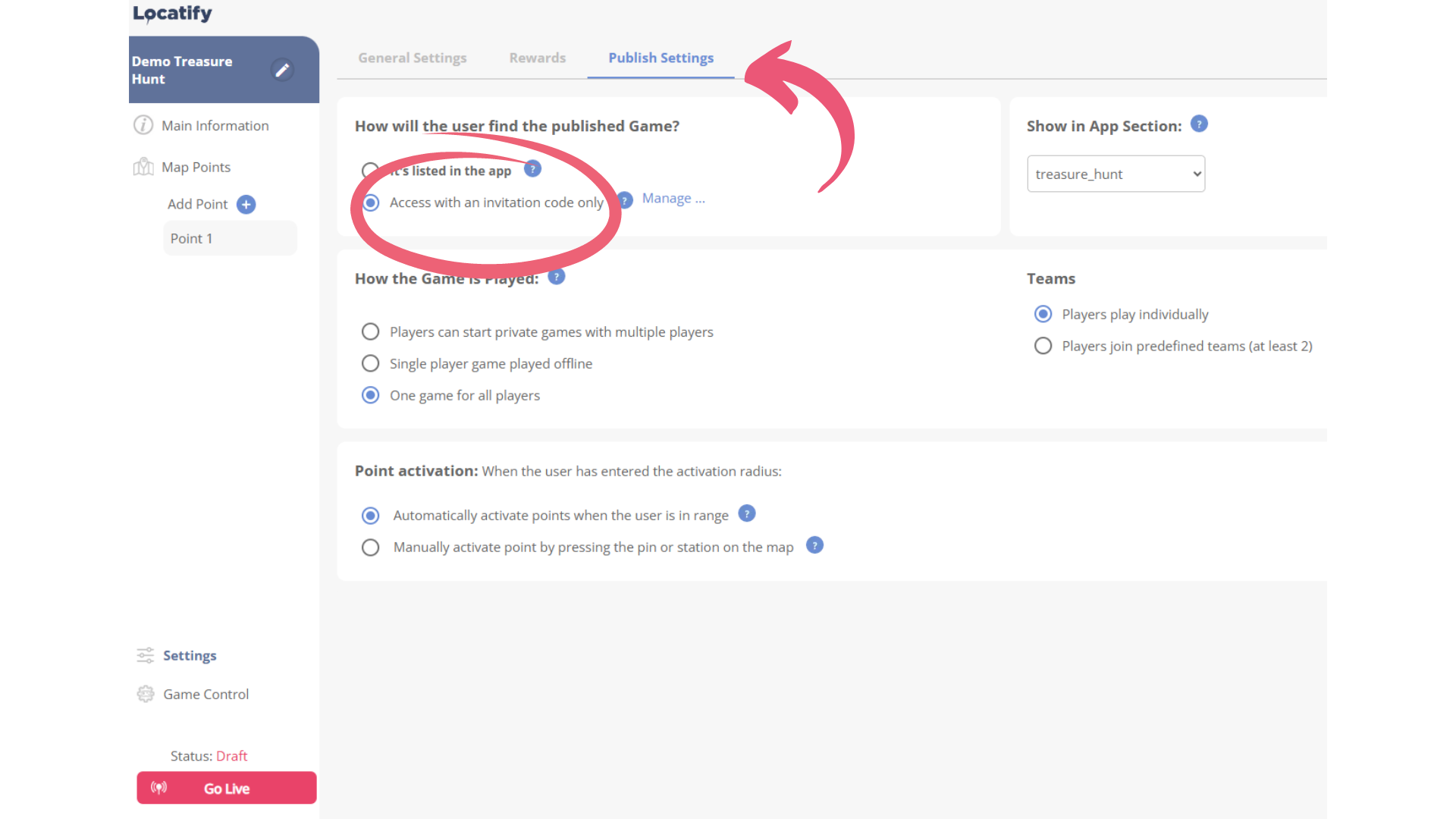 How do I generate an invitation code or QR code for my game? – Locatify